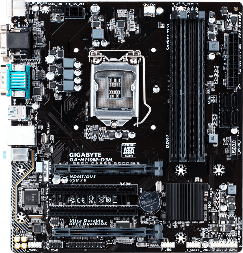 Gigabyte GA-H110M-D3H - Motherboard Specifications On MotherboardDB
